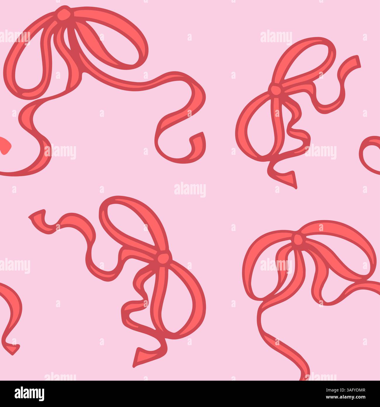 Coquette seamless pattern Red Ribbon Bow. Pretty Girly bows on Pink ...