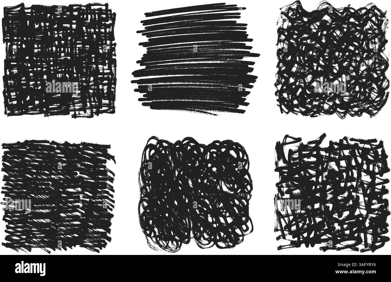 Chalk or charcoal texture smear scribble boxes dirty sketches trace set ...