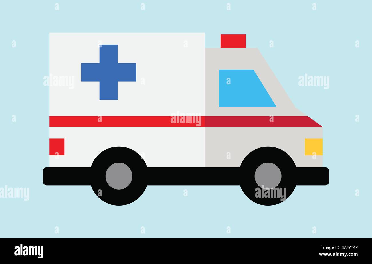 Colorful ambulance vector art illustration on solid background Stock ...