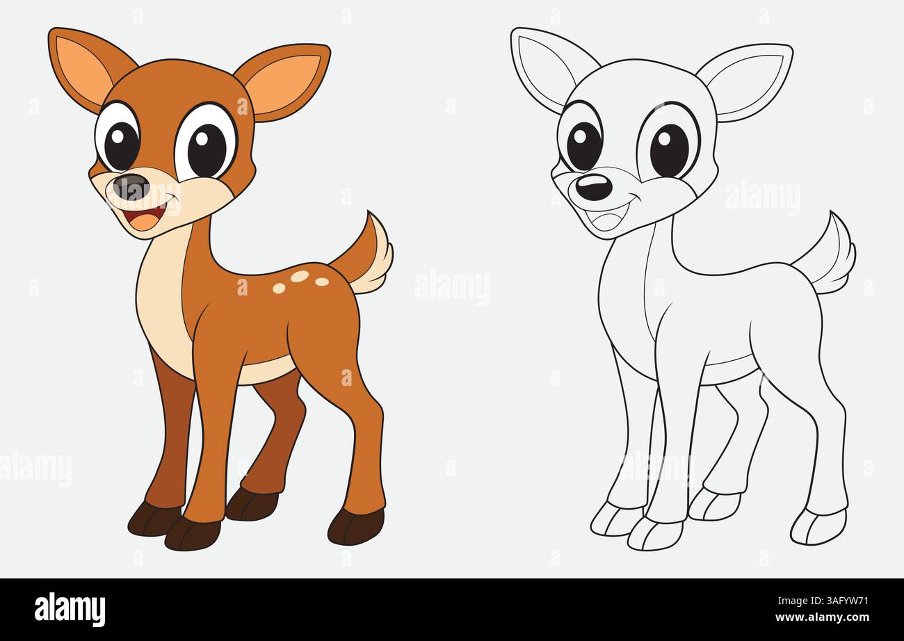 Colorful deer cartoon vector art Illustration Isolated on white ...