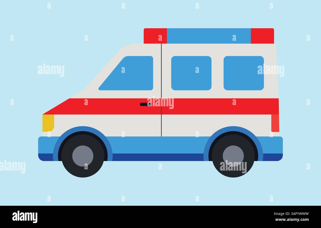 Colorful ambulance vector art illustration on solid background Stock ...