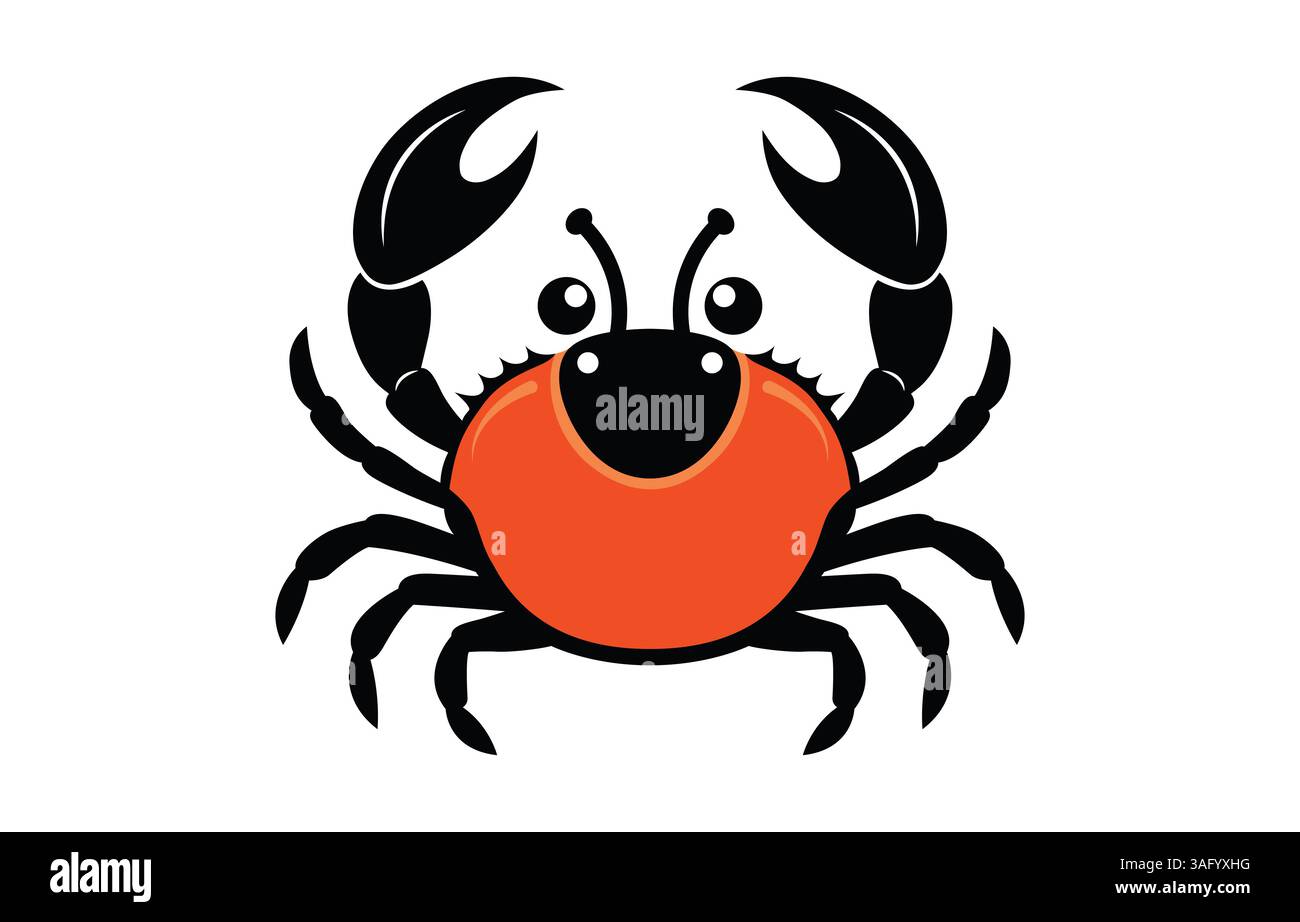 Colorful cartoon crab vector art Illustration Isolated on white ...