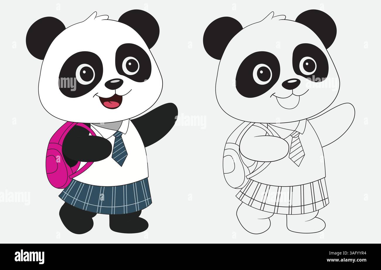Hand drawn cute panda illustration on white background Stock Vector ...