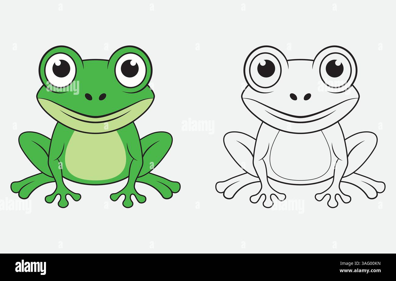 Colorful cartoon frog vector art Illustration Isolated on white ...