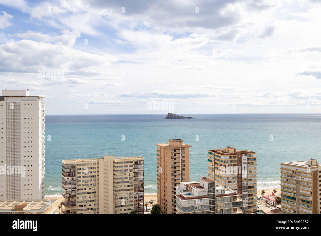 Photo of apartment block buildings overlooking the beautiful beach ...