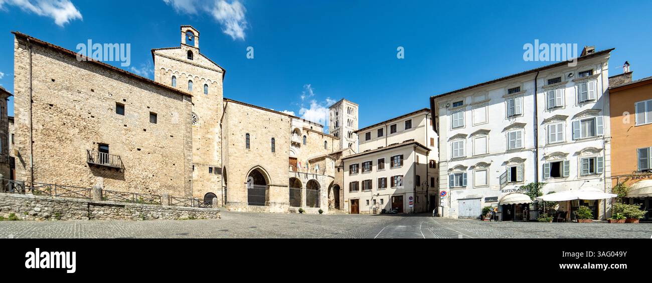 Anagni, Frosinone, Lazio province in Italy, town square and cathedral ...