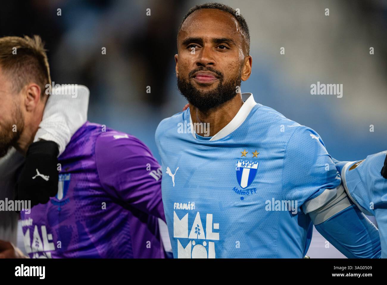 Malmo, Sweden. 07th Apr, 2025. Isaac Thelin of Malmoe FF seen after the ...