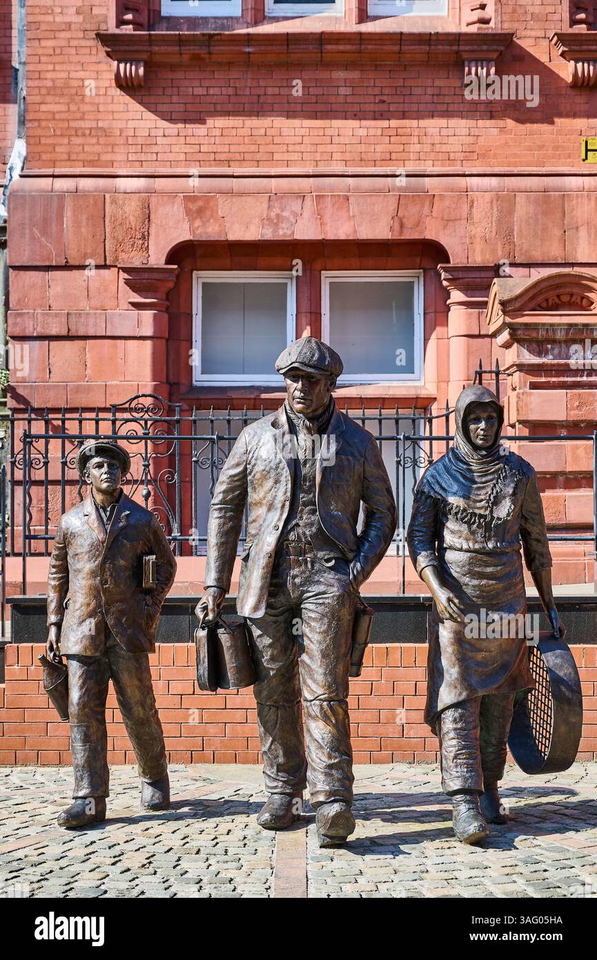 The Wigan mining statue on Library Street,Wigan,UK Stock Photo - Alamy