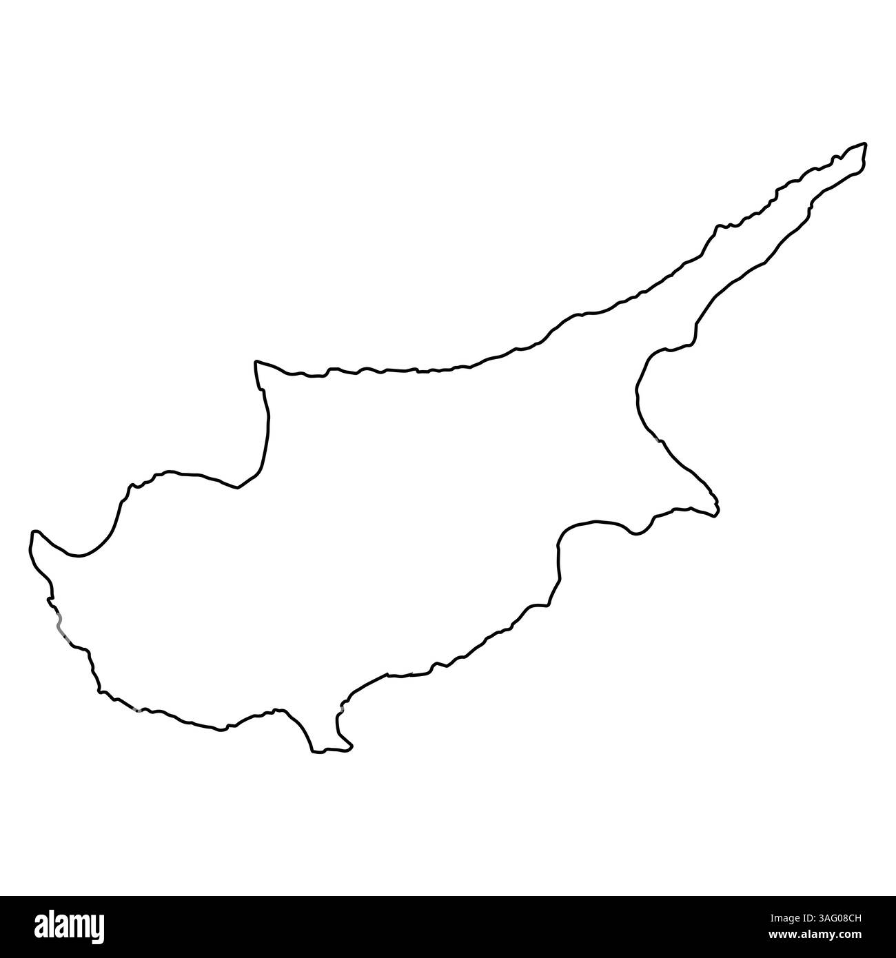 Cyprus Island Outline Mediterranean Nation Border Silhouette Stock ...