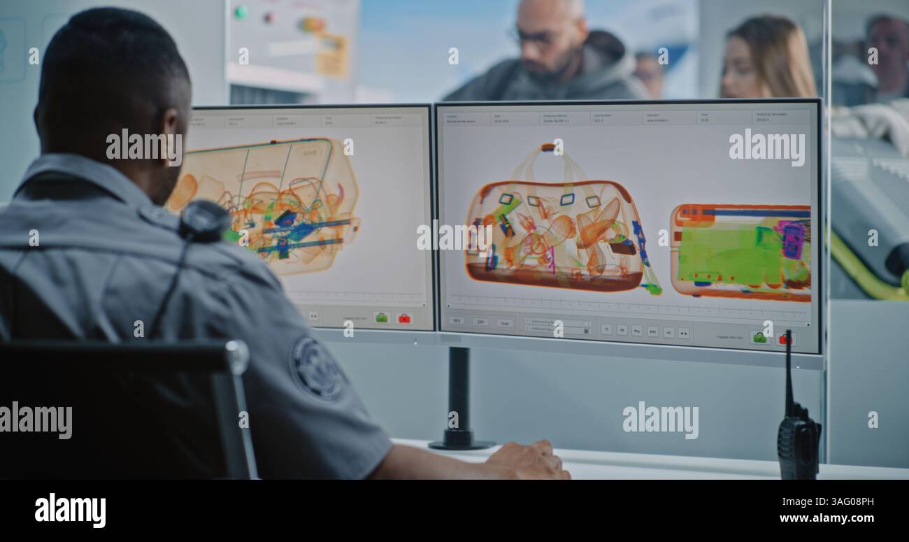 Airport Security Checkpoint: African American Security Officer ...