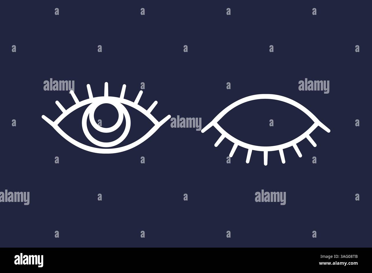 Winking eye, simple line art vector illustration Stock Photo - Alamy