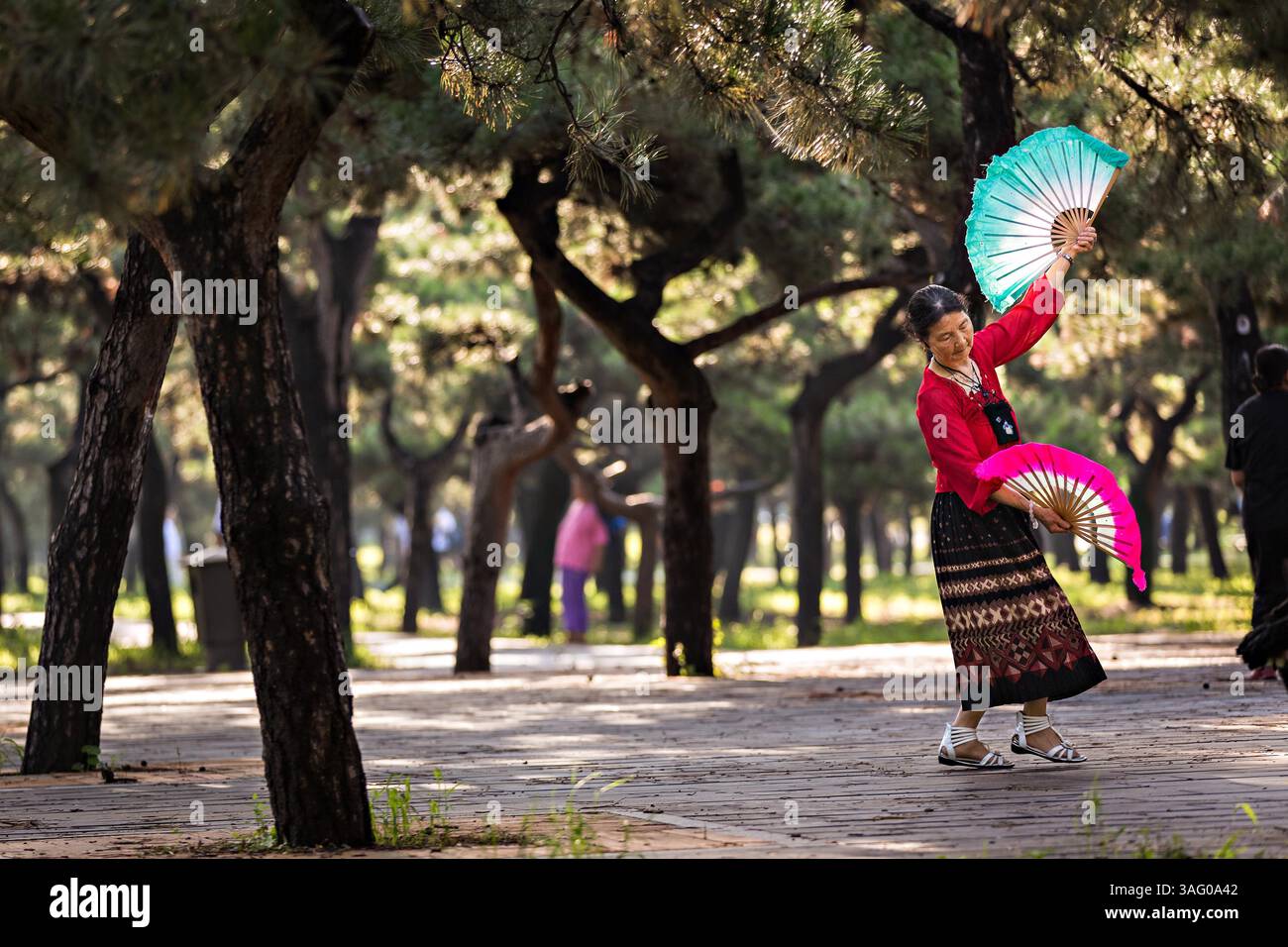 July 30, 2012 - Beijing, China - An elderly Chinese woman practices tai ...
