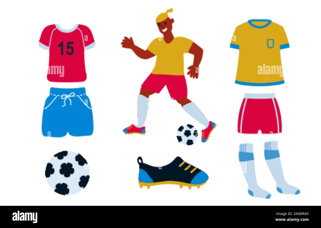 Set of football equipment , football player Stock Vector Image & Art ...