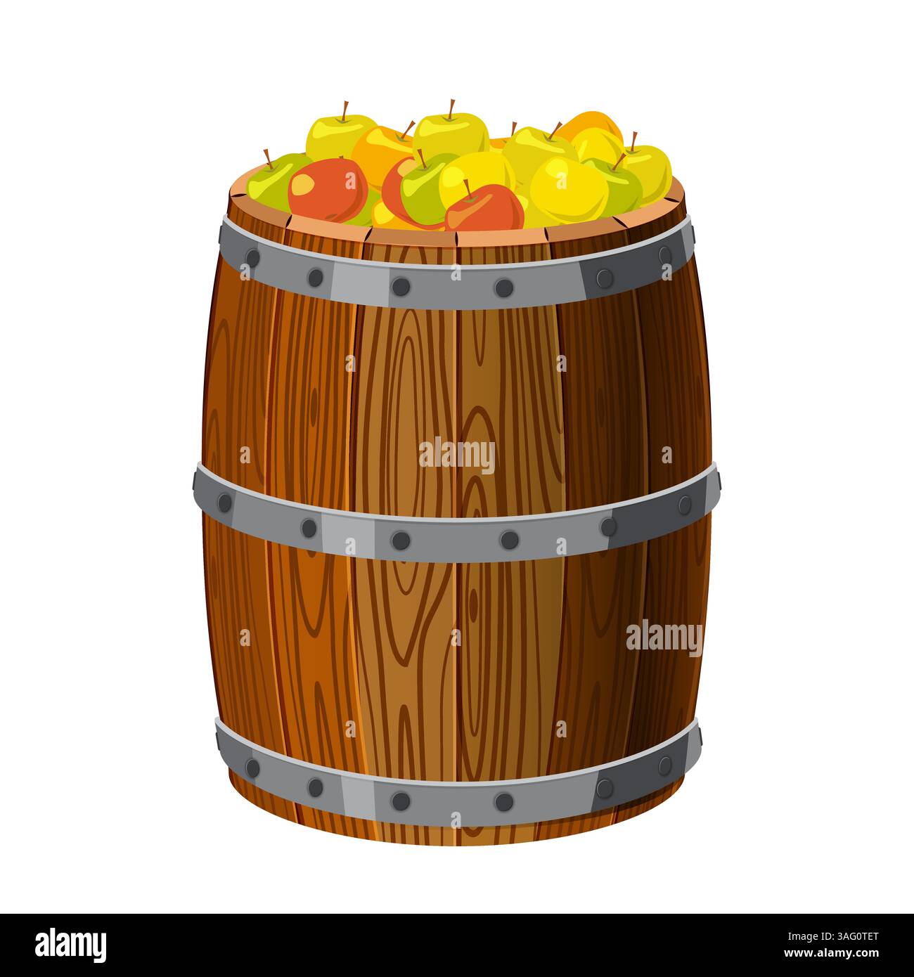 Cartoon wooden barrel with apples Stock Vector Image & Art - Alamy