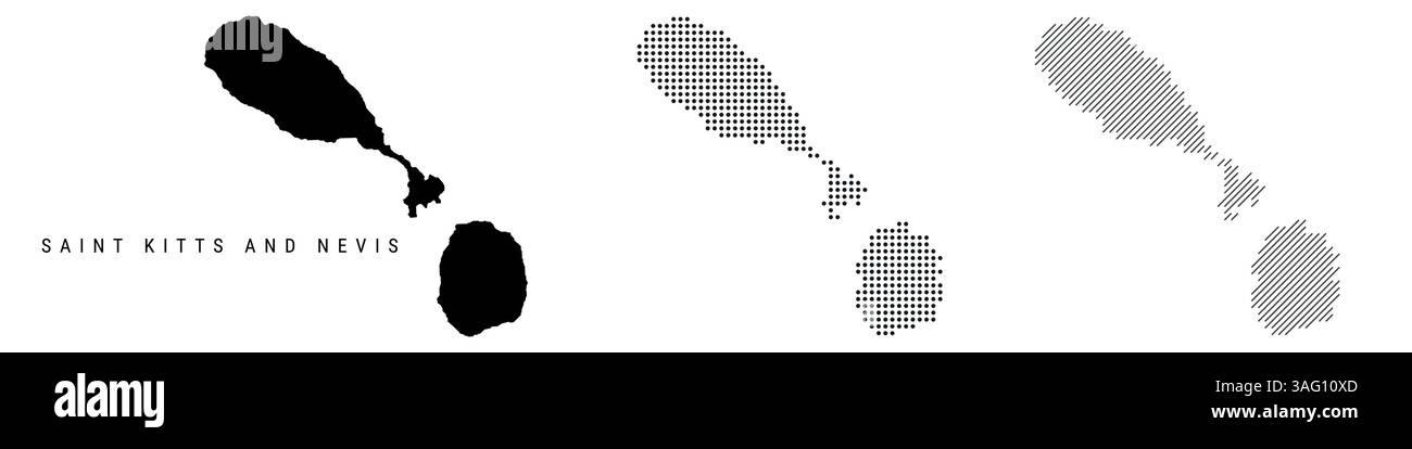 Saint Kitts and Nevis detailed silhouette map, dotted pattern and ...
