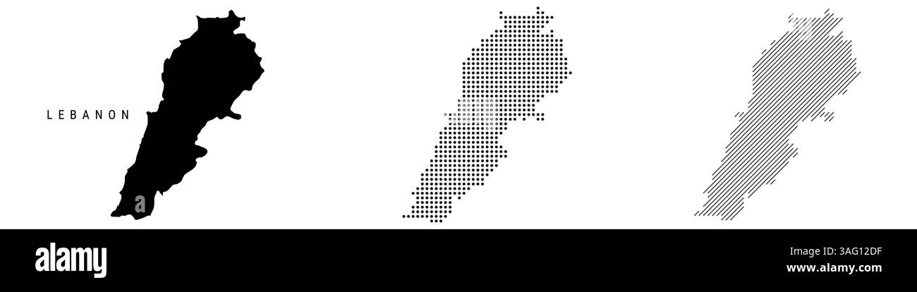 Lebanon detailed silhouette map, dotted pattern and slanted parallel ...