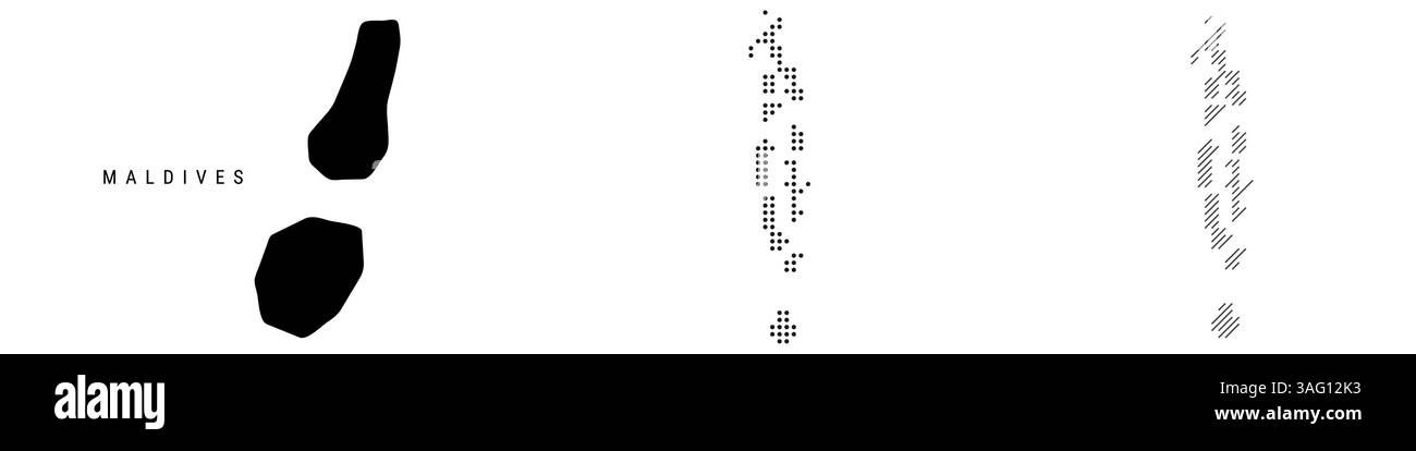 Maldives detailed silhouette map, dotted pattern and slanted parallel ...