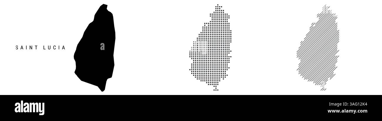 Saint Lucia detailed silhouette map, dotted pattern and slanted ...