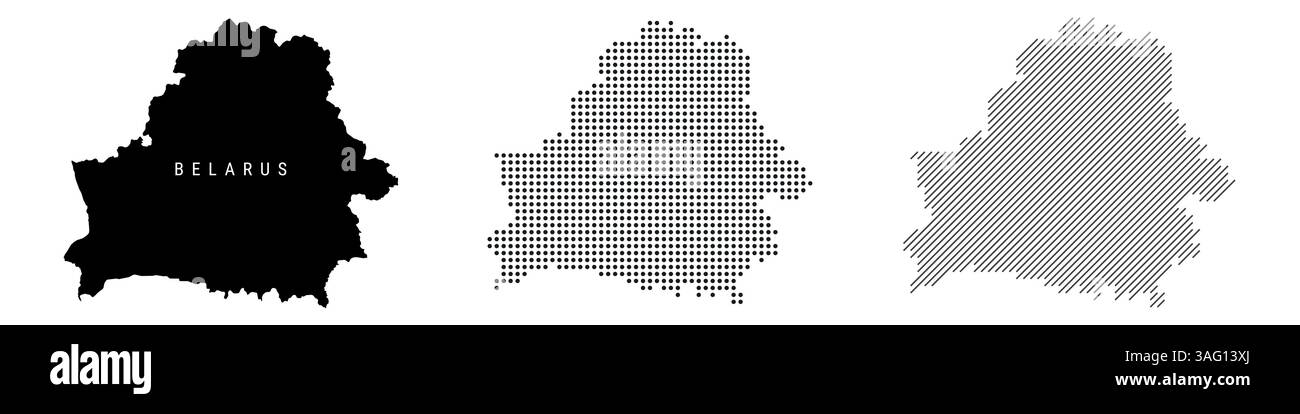 Belarus detailed silhouette map, dotted pattern and slanted parallel ...