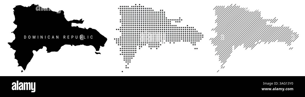 Dominican Republic detailed silhouette map, dotted pattern and slanted ...