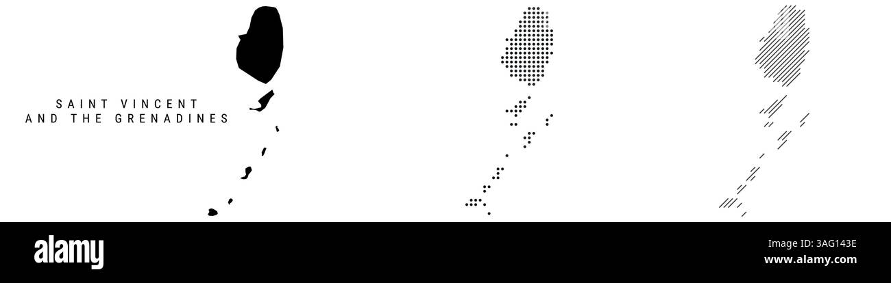 Saint Vincent and the Grenadines detailed silhouette map, dotted ...