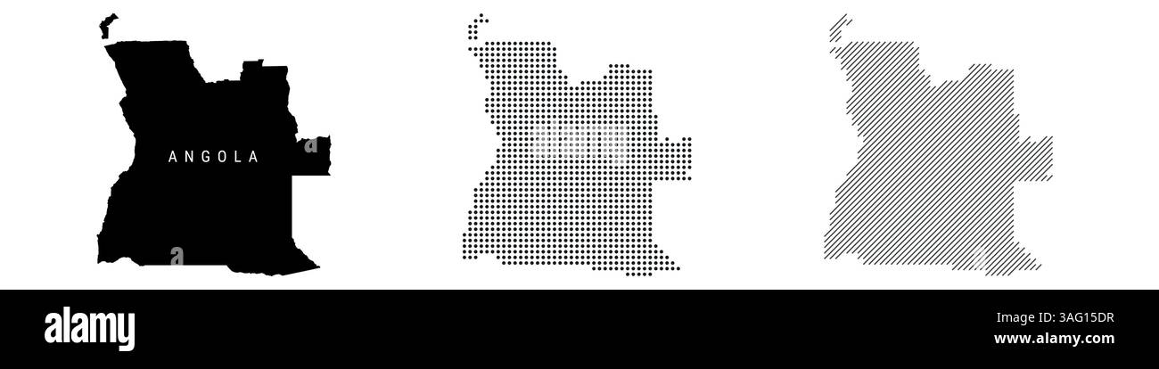 Angola detailed silhouette map, dotted pattern and slanted parallel ...