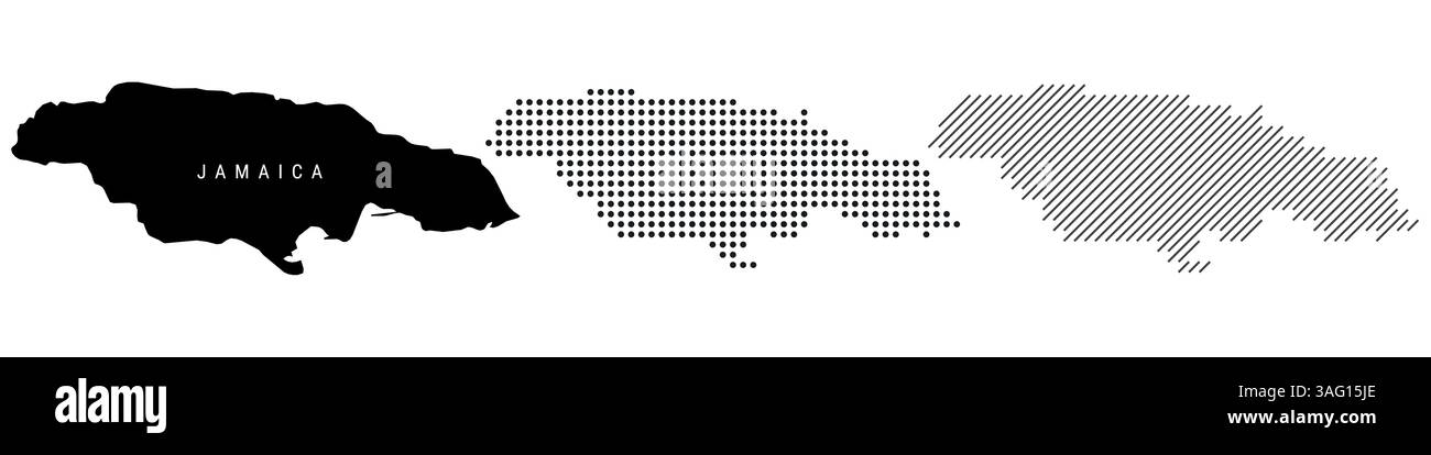 Jamaica detailed silhouette map, dotted pattern and slanted parallel ...