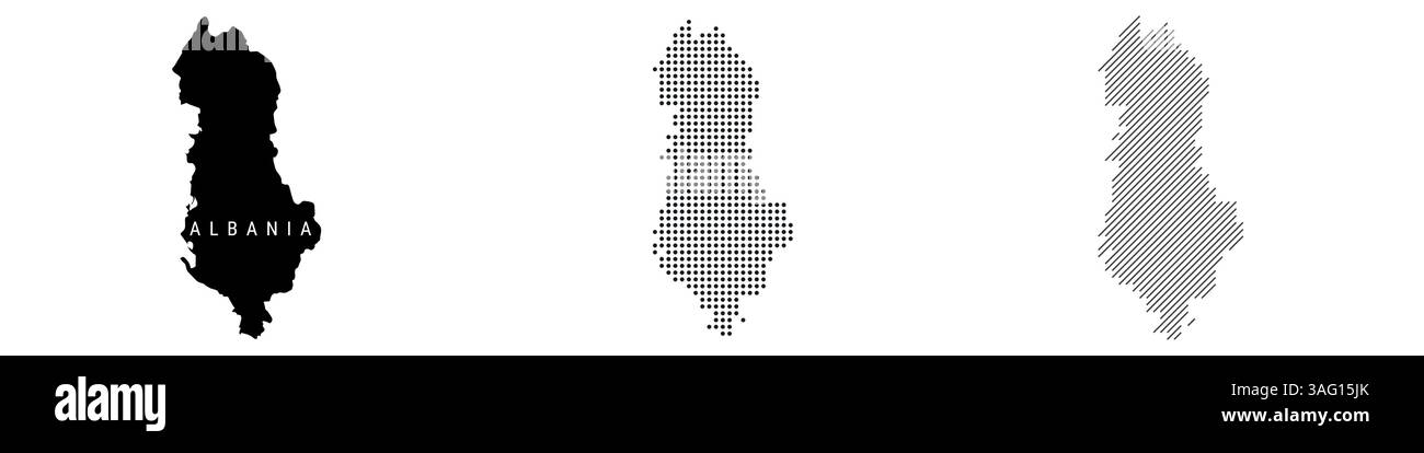Albania detailed silhouette map, dotted pattern and slanted parallel ...