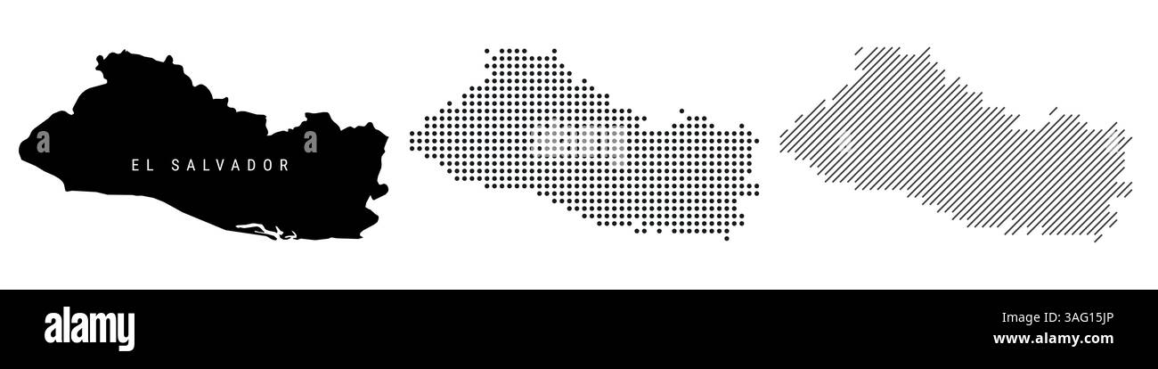 El Salvador detailed silhouette map, dotted pattern and slanted ...