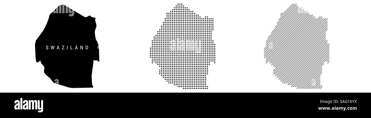 Swaziland detailed silhouette map, dotted pattern and slanted parallel ...