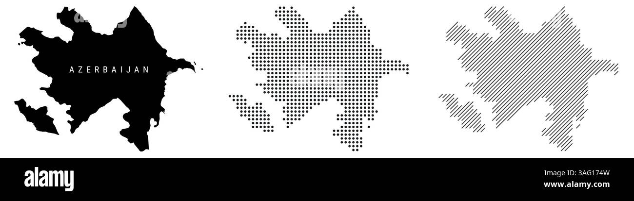 Azerbaijan detailed silhouette map, dotted pattern and slanted parallel ...