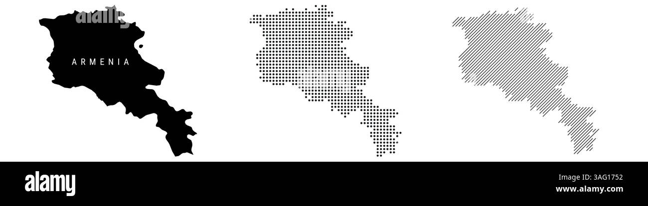 Armenia detailed silhouette map, dotted pattern and slanted parallel ...