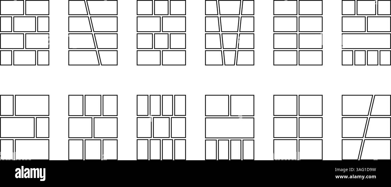 Set of empty comic book templates. Anime page panels isolated on white ...