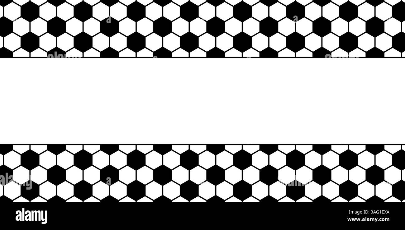 Borders with repeated black and white hexagon print. Soccer ball ...