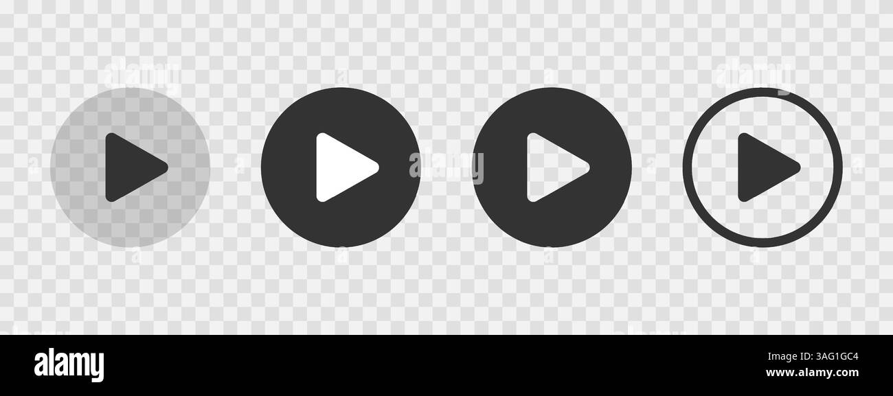Set of play icons on transparent background texture. Video player ...