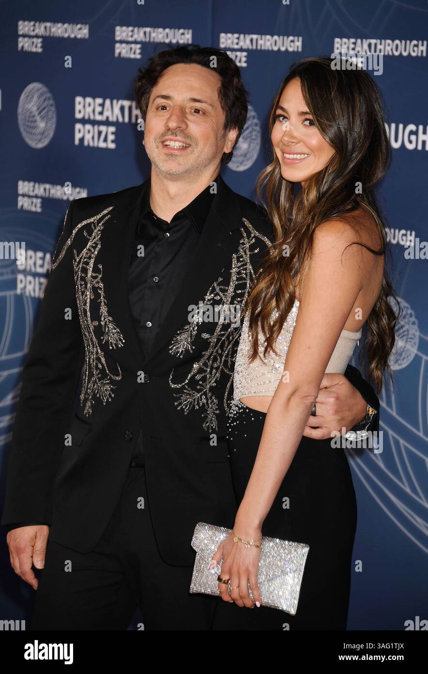 SANTA MONICA, CALIFORNIA - APRIL 05: Sergey Brin and Gerelyn Gilbert ...