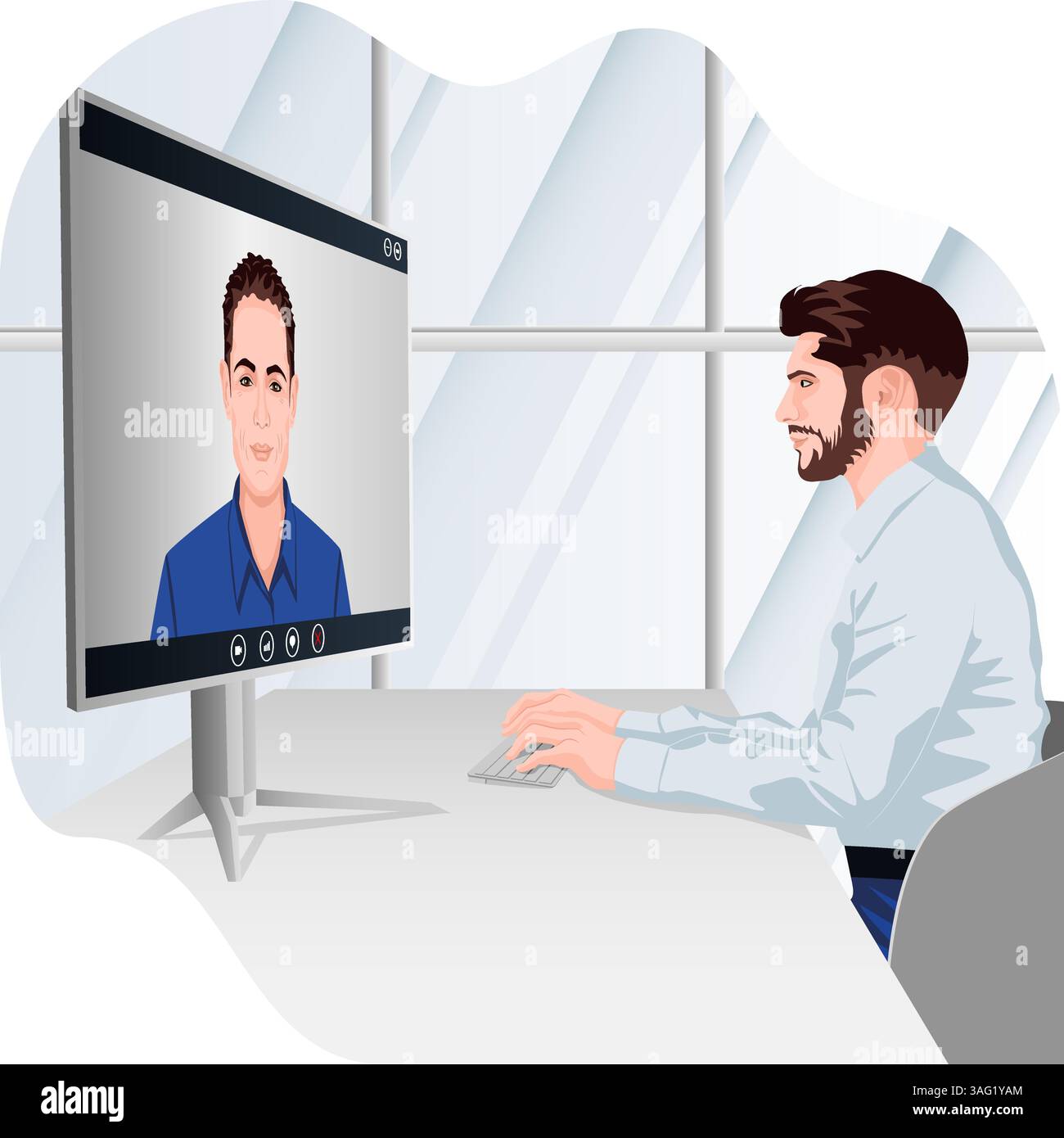 Businessman on a video call with stakeholder Business talk, growth ...