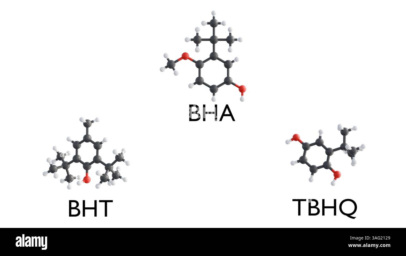 A 3d rendering of molecular structures of antioxidant food additives ...