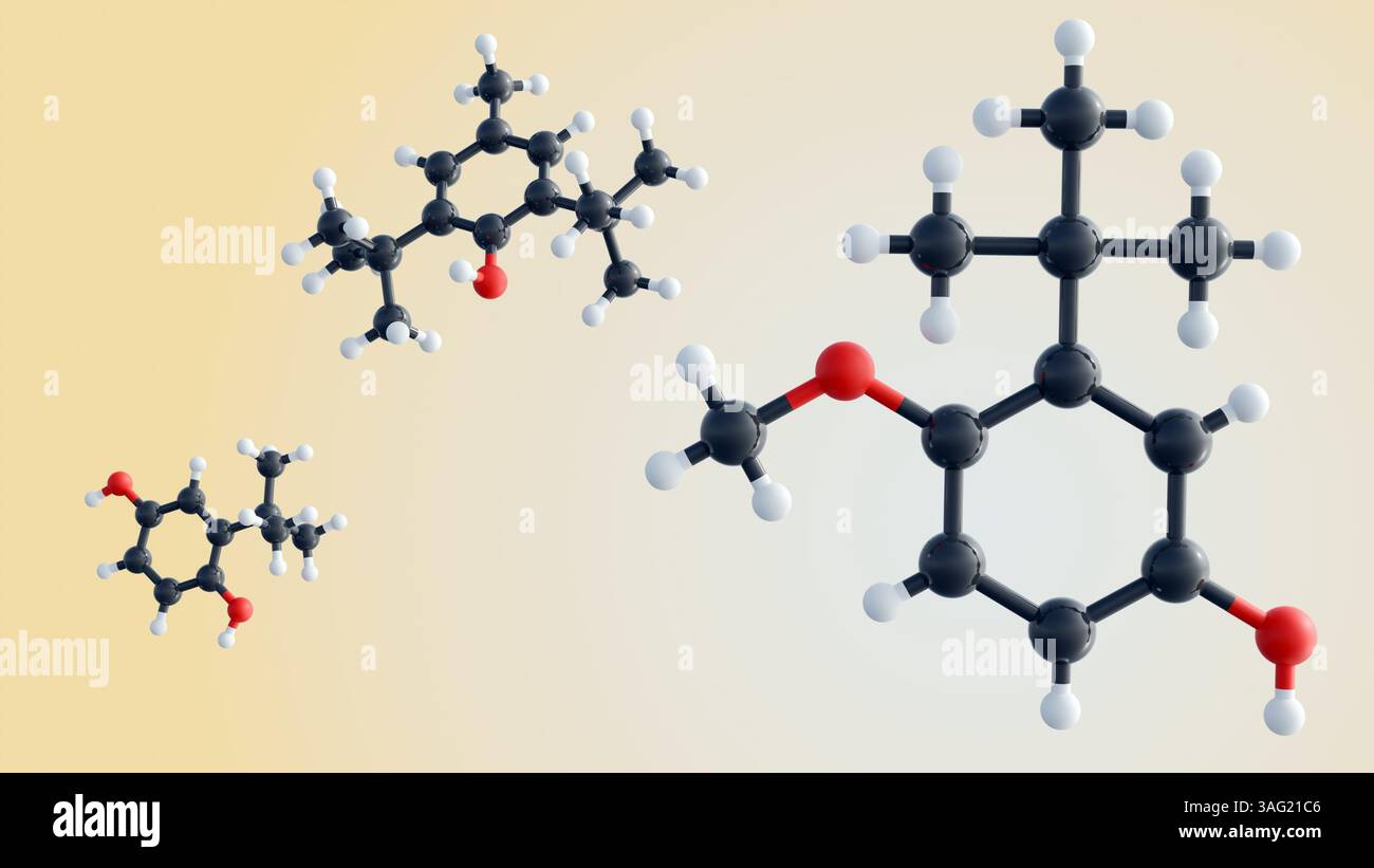 A 3d rendering of molecular structures of antioxidant food additives ...