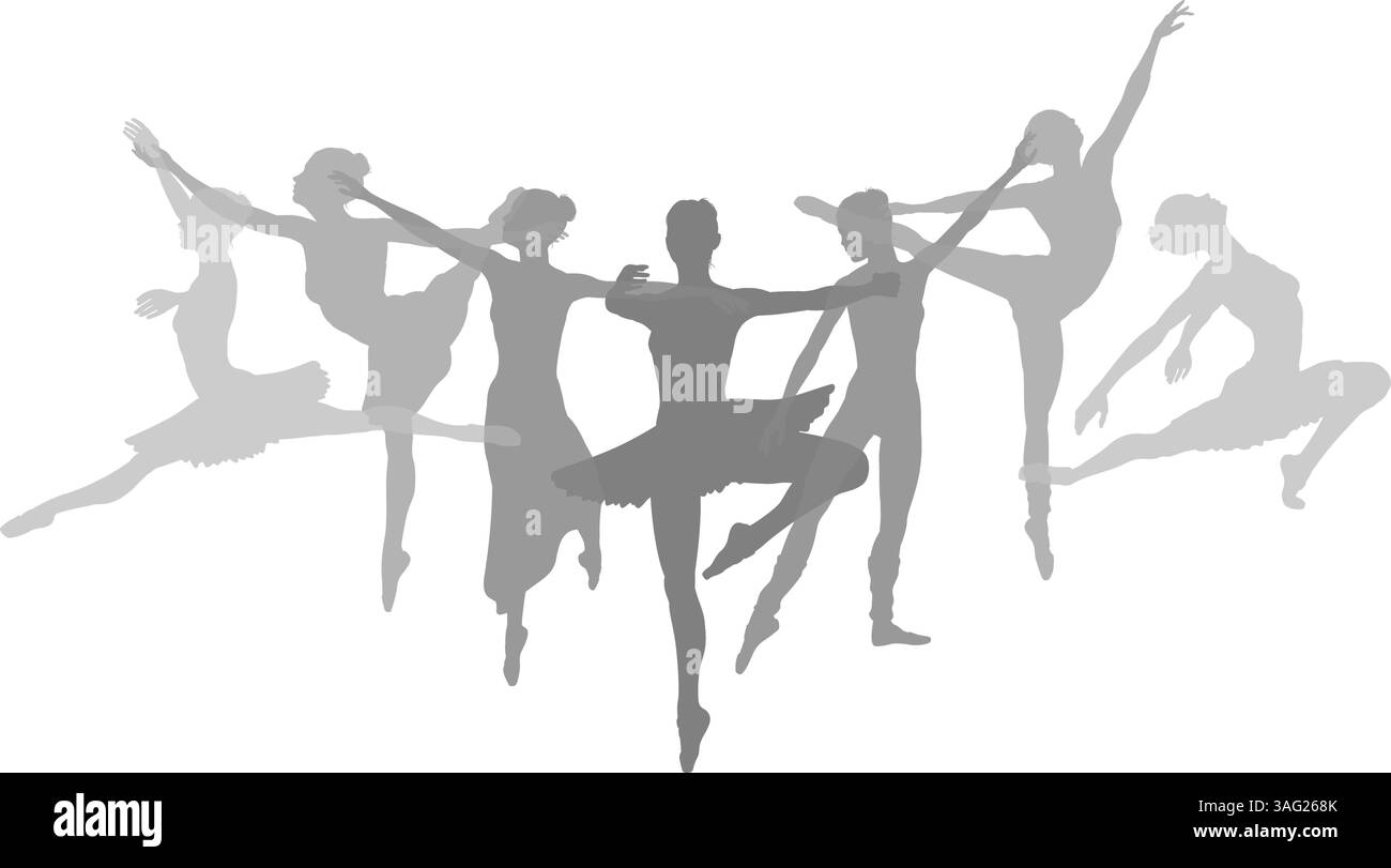 Ballet Dancer Silhouette Dancers Poses Silhouettes Stock Vector Image ...
