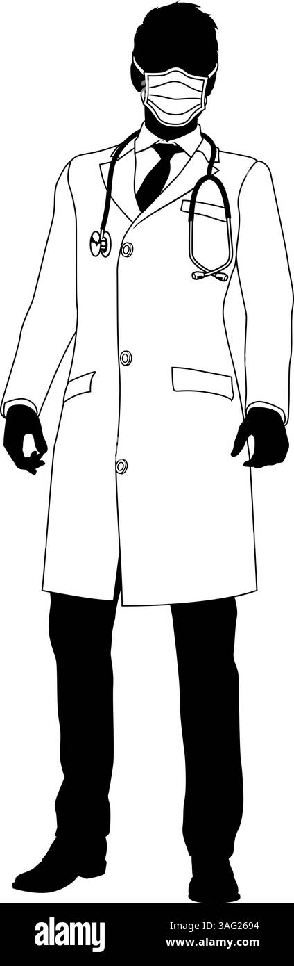 Doctor Man Medical Silhouette Healthcare Person Stock Vector Image ...