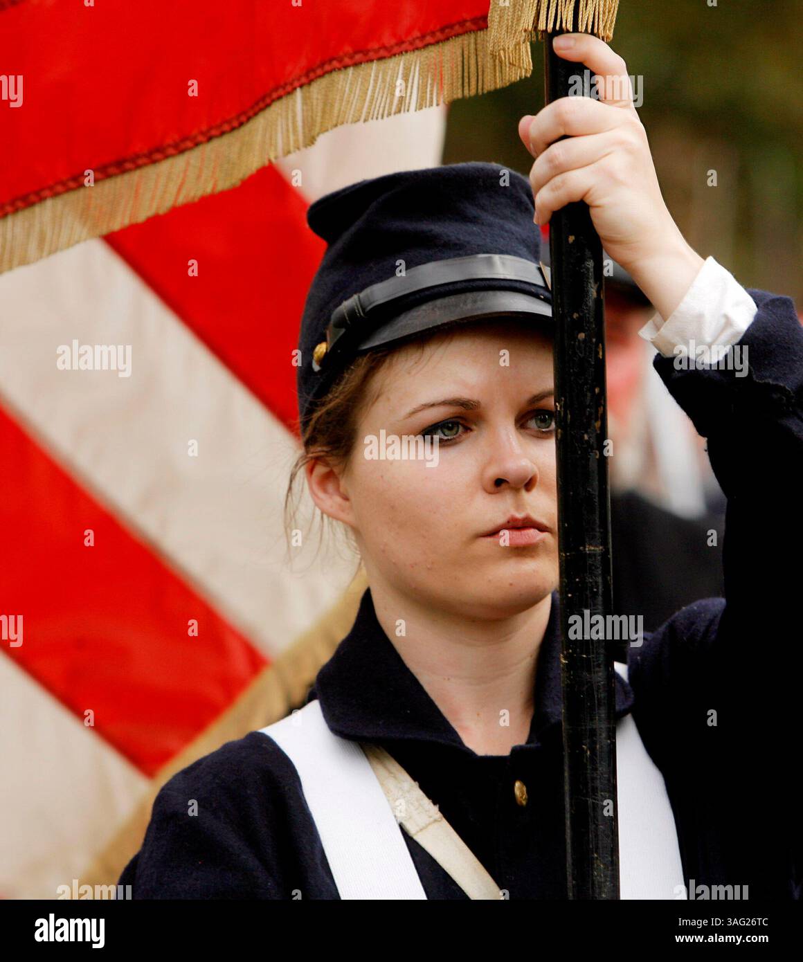 02/24/2008).Color bearer marches after the reenactment of The Battle of ...