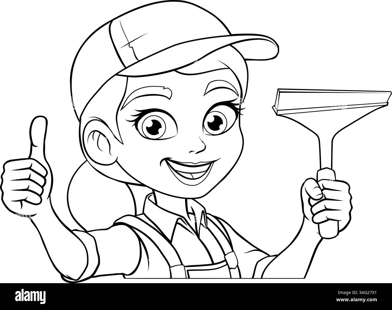 Woman window cleaning service Cut Out Stock Images & Pictures - Alamy