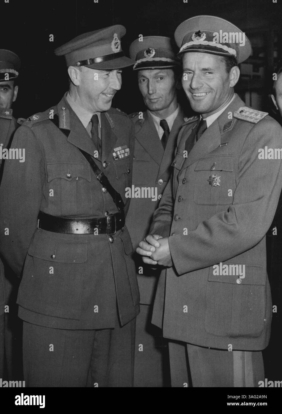 Picture shows :- Colonel General Dapgevic, leader of the Jugoslav party ...