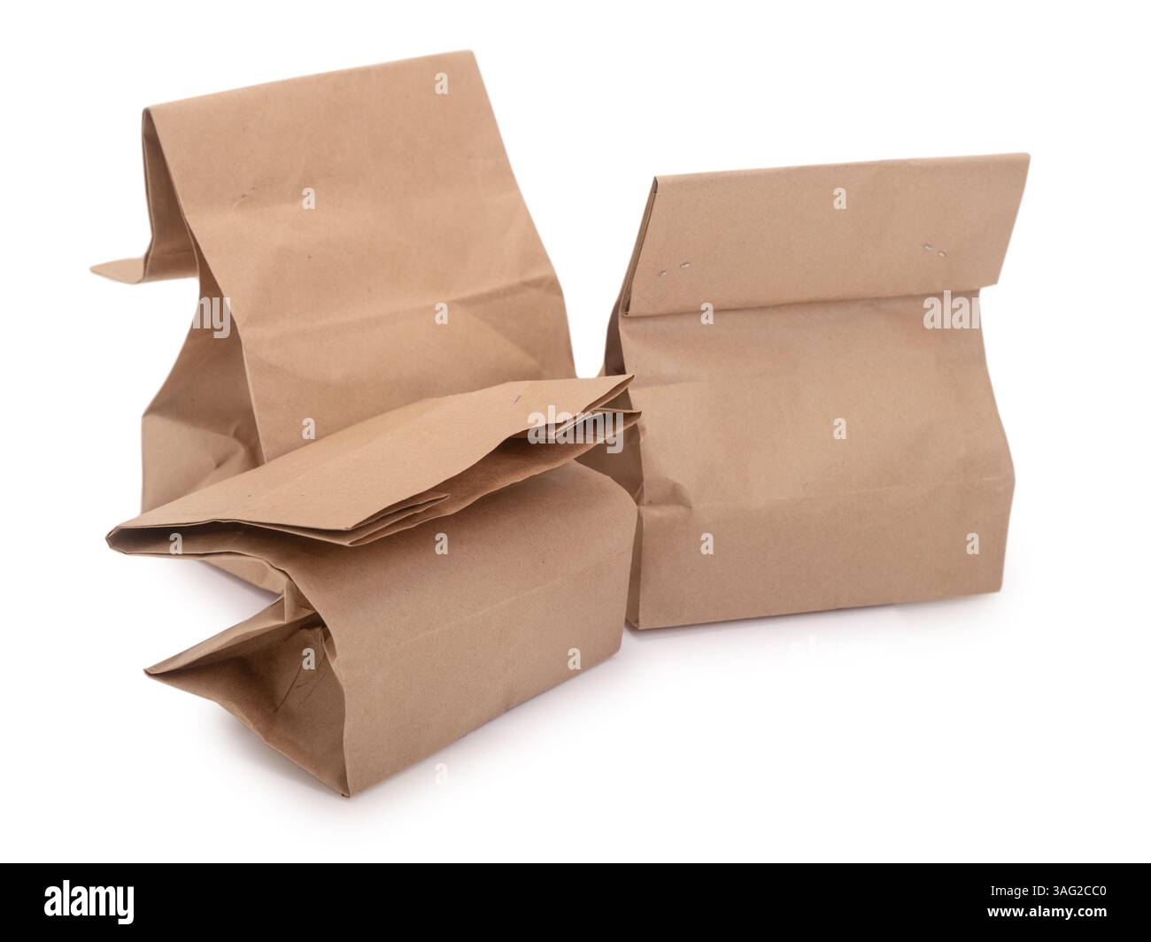 Group of paper bags isolated on white background Stock Photo - Alamy