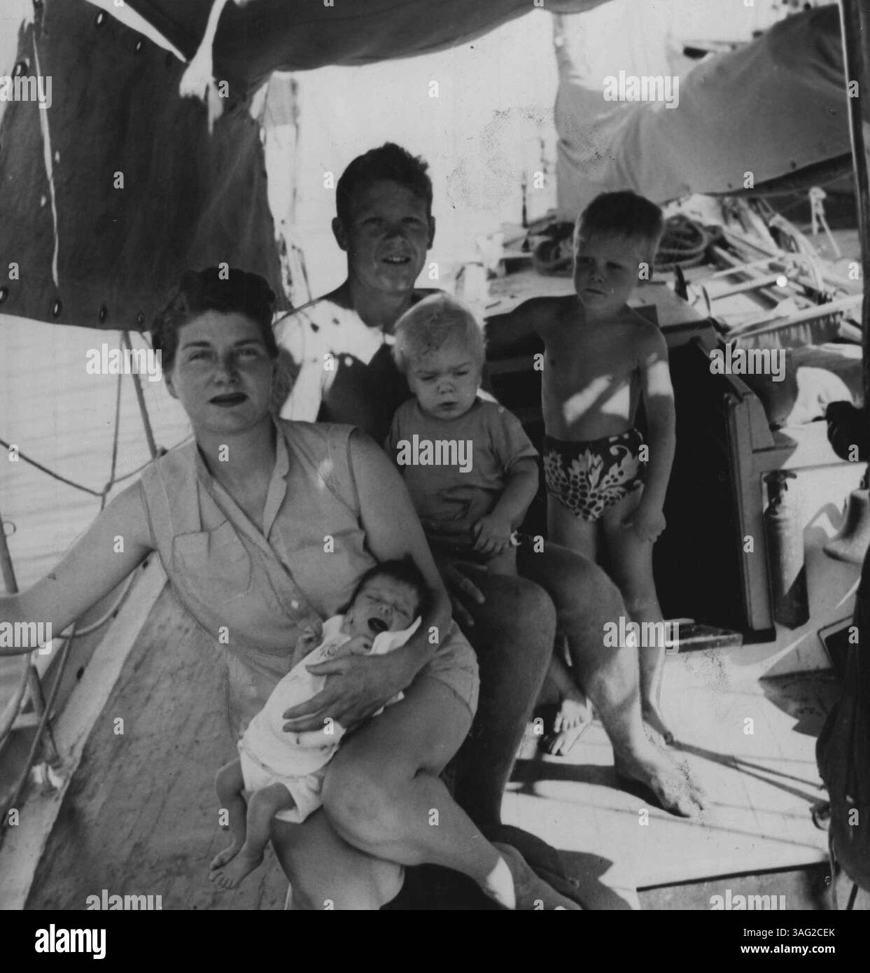 The Caldwell family. Wife Mary nurses baby, Roger Hiro (Born in Tahiti ...