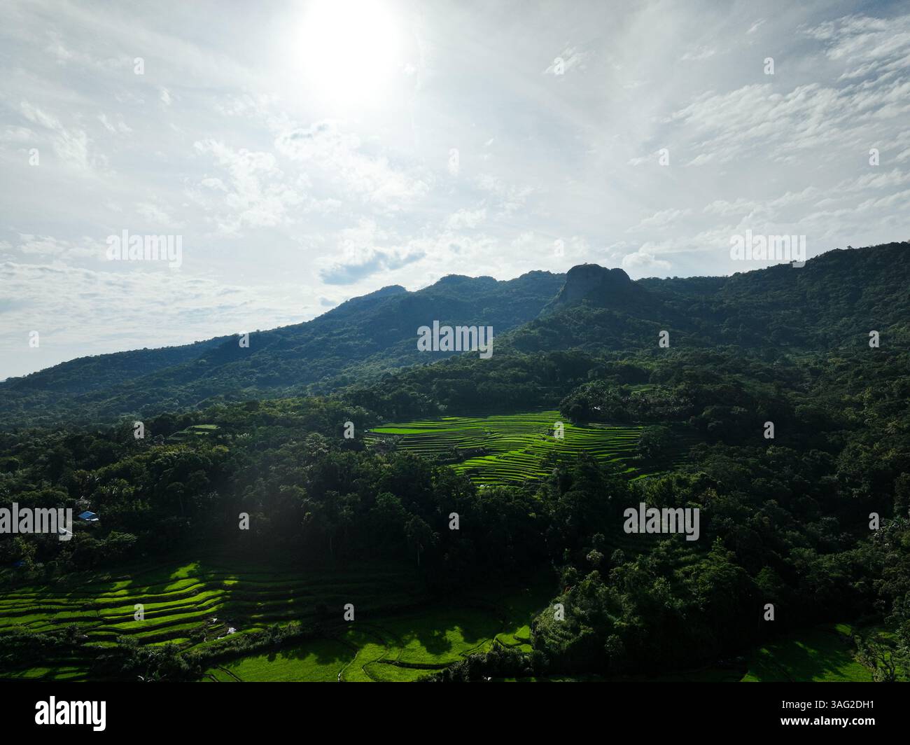 In the distance, you can see a mountain range with slopes decorated ...