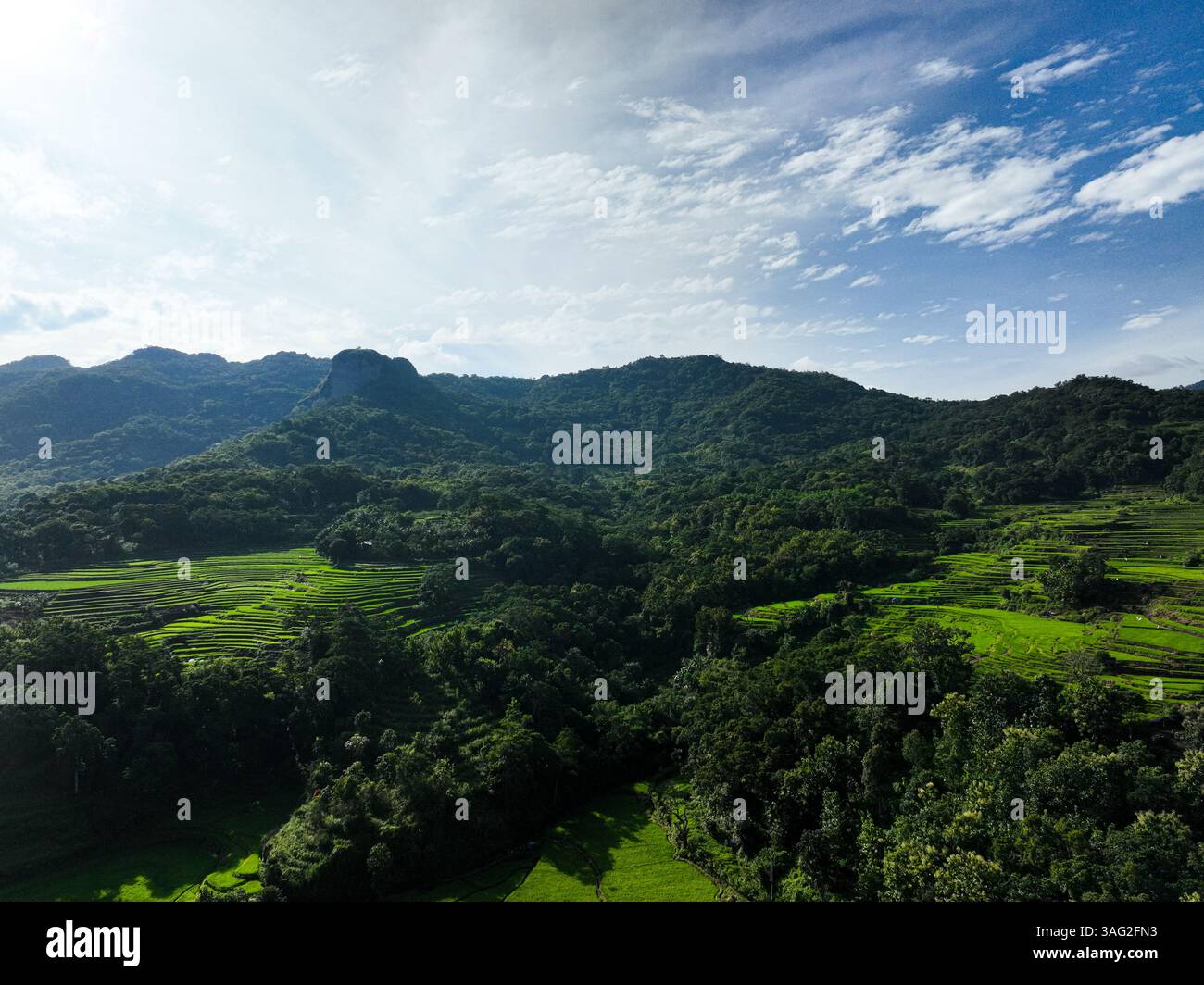 In the distance, you can see a mountain range with slopes decorated ...