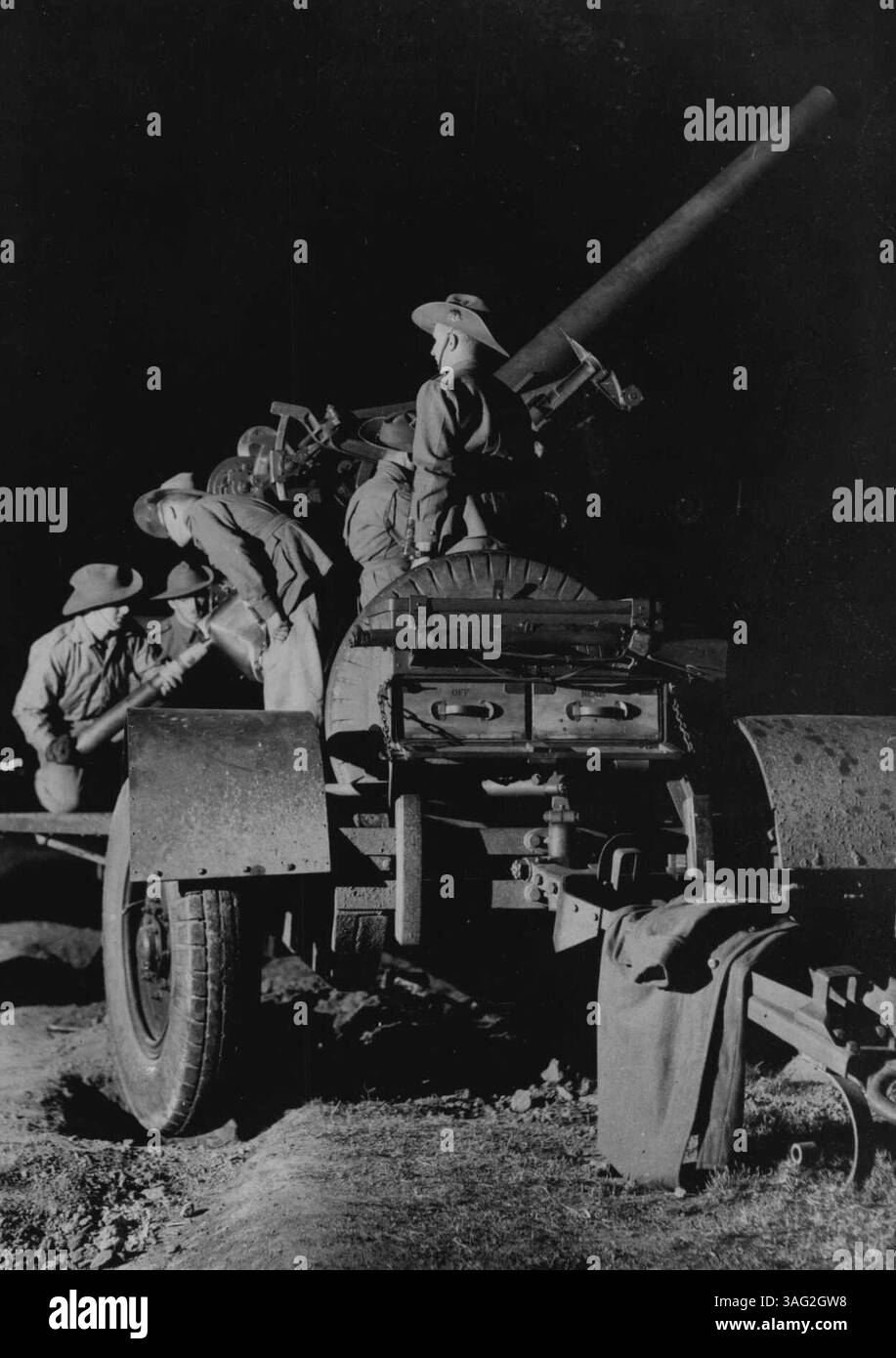 Mobile Anti-Aircraft Gun about to go ***** shore at Werribee last night ...