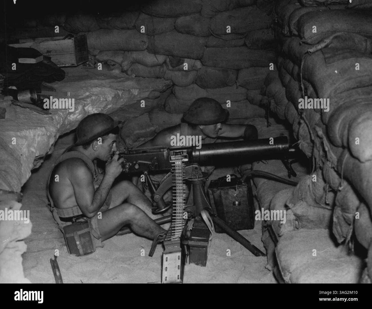 The interior of machine gun nests commanding a stretch of water ...